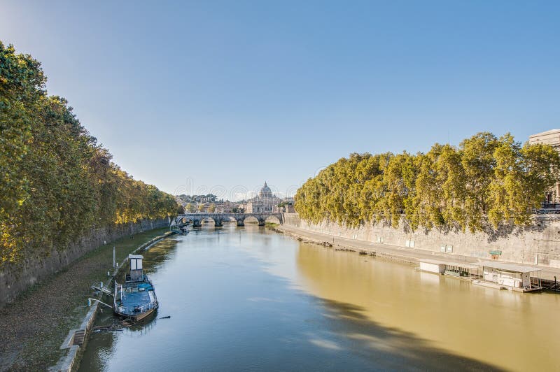 The Tiber River, Passing through Rome. Stock Image - Image of interest ...