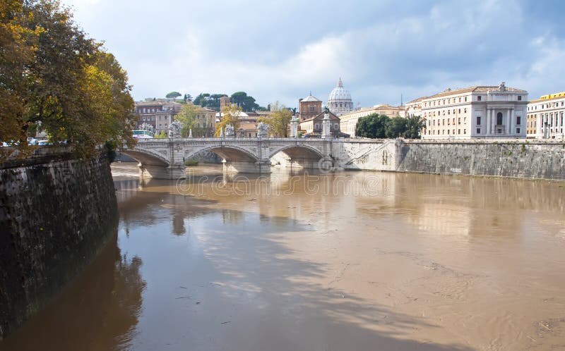 Tiber River in Rome, Overwhelmed Stock Image - Image of beautiful ...