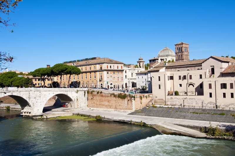 Tiberina Island in Rome, Italy Stock Photo - Image of city, church ...