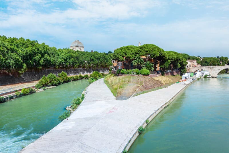 The Tiberina Island and the Pons Fabricius or Ponte Dei Quattro Capi ...