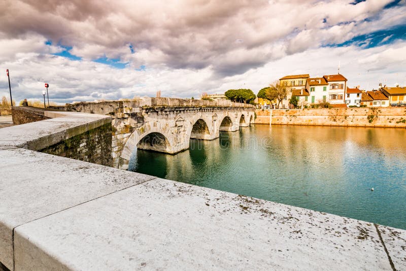 Tiberius Bridge in Rimini stock photo. Image of rimini - 68086374