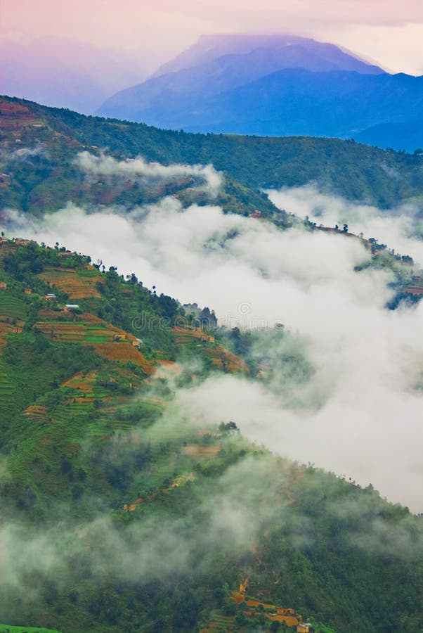 Foggy scenic hill top stock photo. Image of green, beautiful - 12117216