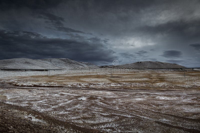 Cloudy Weather, Plateau Area after Snowfall. Stock Photo - Image of ...