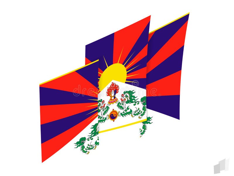 Tibet Flag in an Abstract Ripped Design. Modern Design of the Tibet ...