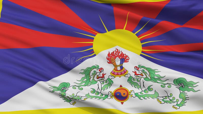 Tibet Flag Closeup View stock illustration. Illustration of national ...