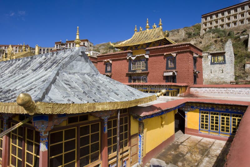 Tibet - Ganden Buddhist Monastery Stock Photo - Image of monastic ...