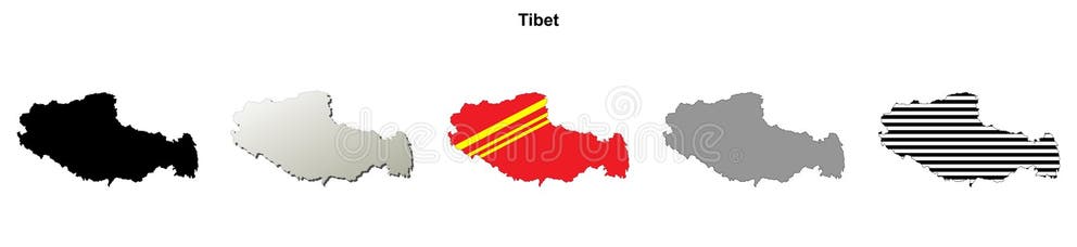 Tibet outline map stock illustration. Illustration of region - 385544285