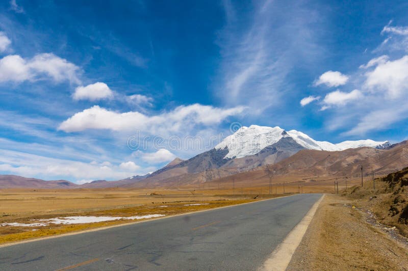 Tibet: Road Along Ranwu Lake Stock Image - Image of empty, nature: 21350965