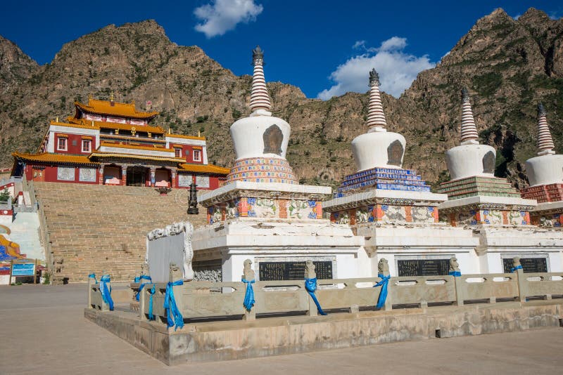 Tibet Temple with Mountain and Square Stock Photo - Image of monk ...