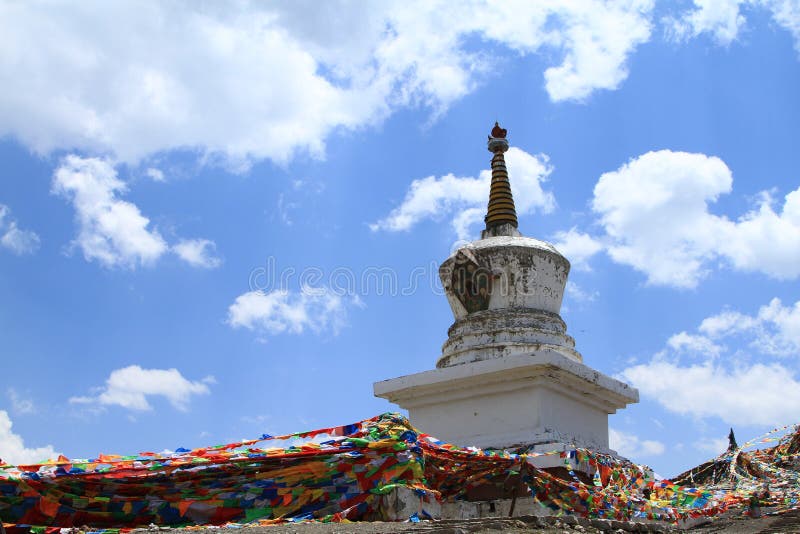 Tibetan buddhism tower stock image. Image of cloud, peaceful - 27142077