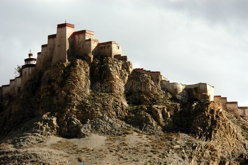 The Tibetan Castle on a Mountain Stock Photo - Image of prefecture ...