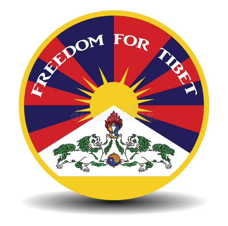 Tibetan Flag Banner with Shadow and Text Freedom for the Tibet Stock ...