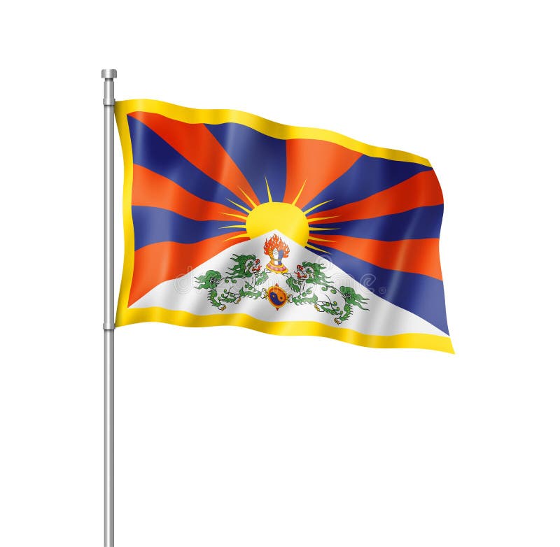 Tibetan Flag Isolated on White Stock Illustration - Illustration of ...