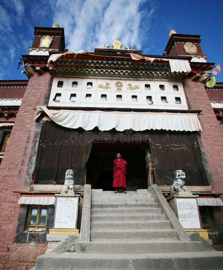 Tibetan Lama at the Door of Monastery Editorial Stock Photo - Image of ...