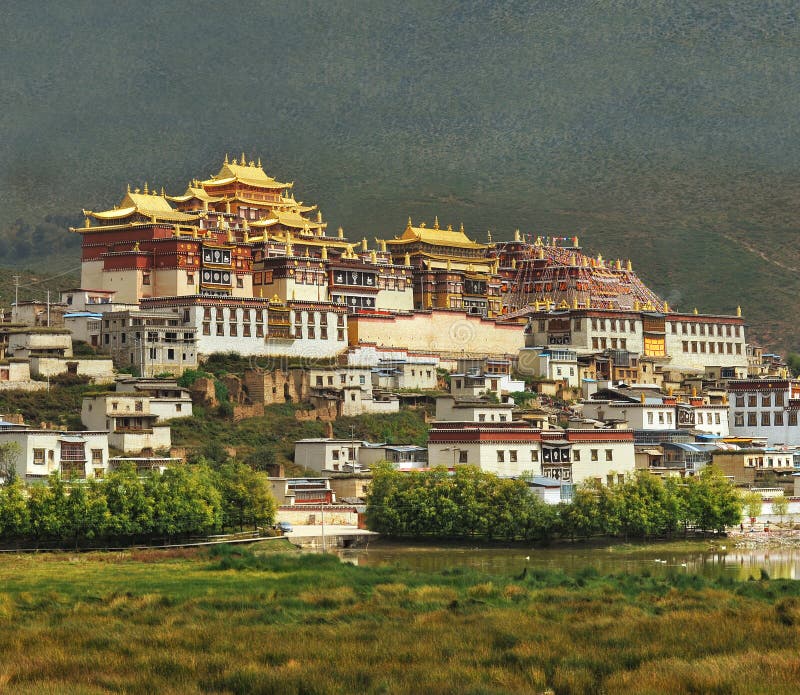 Tibetan Monastery during Sunset Stock Photo - Image of asian, china ...