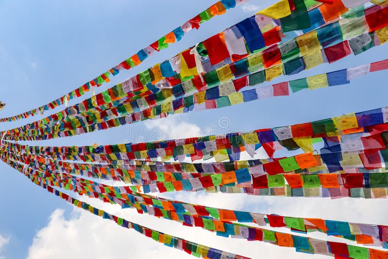 Tibetan Prayer Flags in Nepal Stock Image - Image of bunting, buddhist: 130168047