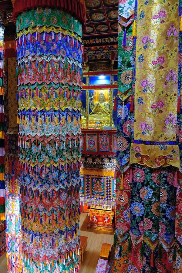 Tibetan Temple Scripture Hall Stock Image - Image of buddhist, painting ...