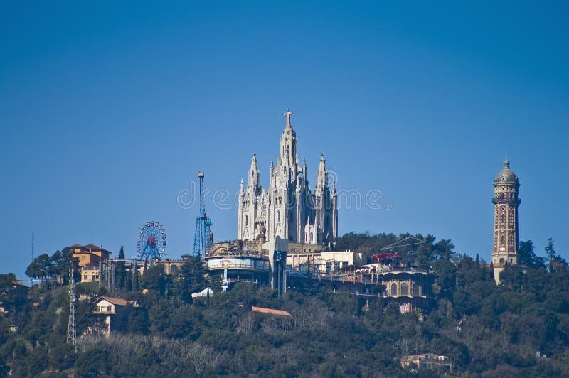 Tibidabo Mount Located at Barcelona, Spain Stock Image - Image of ...