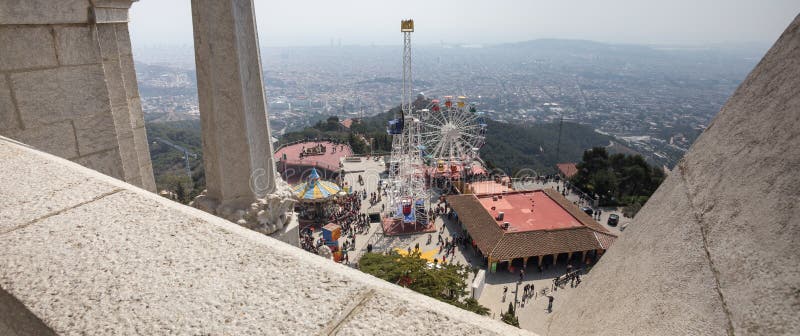 Tibidabo Mountain in Barcelona Spain Stock Photo - Image of tower ...