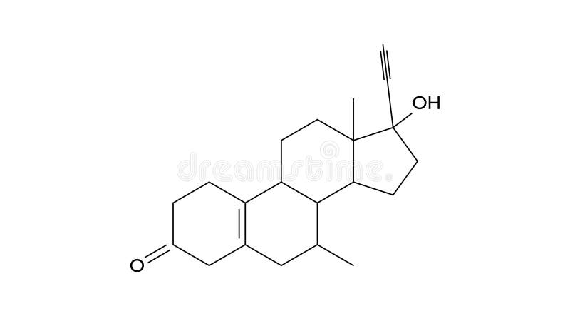 Tibolone Molecule, Structural Chemical Formula, Ball-and-stick Model ...