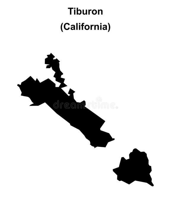 Tiburon outline map stock vector. Illustration of vector - 386069745