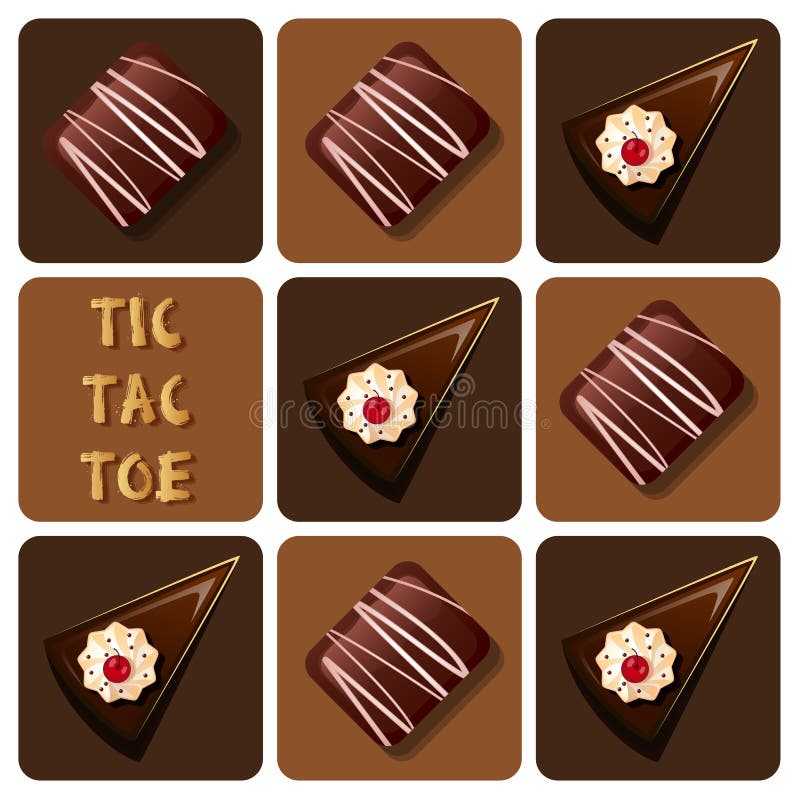 Tic-Tac-Toe of Chocolate and Cake Stock Vector - Illustration of game ...