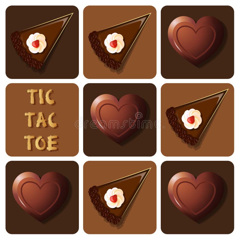 Tic-Tac-Toe of Chocolate and Cake Stock Vector - Illustration of piece ...