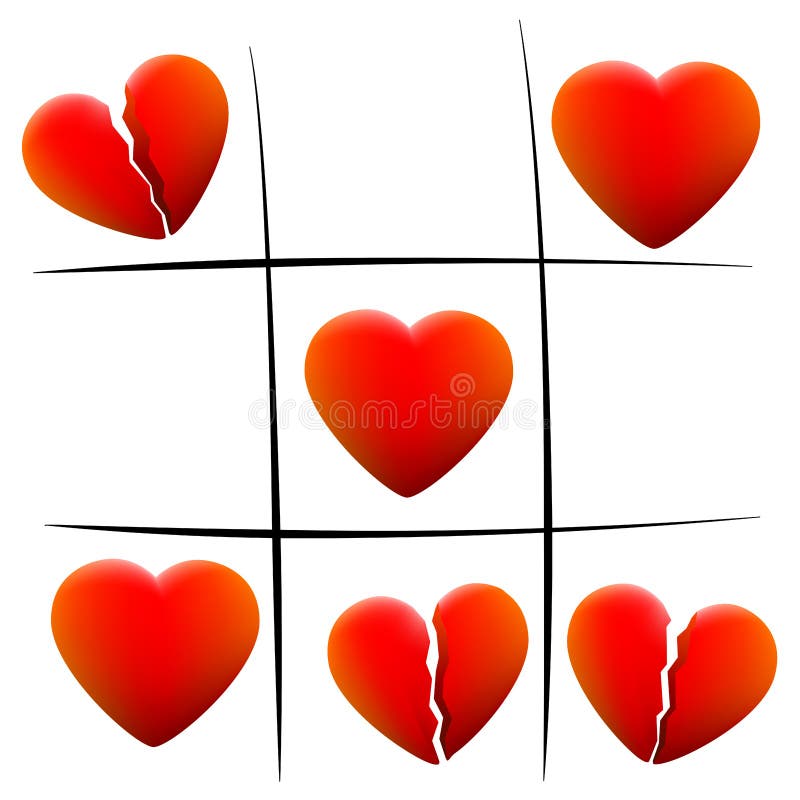 Tic Tac Toe De Coeurs D'amour De Immense Chagrin Illustration de ...