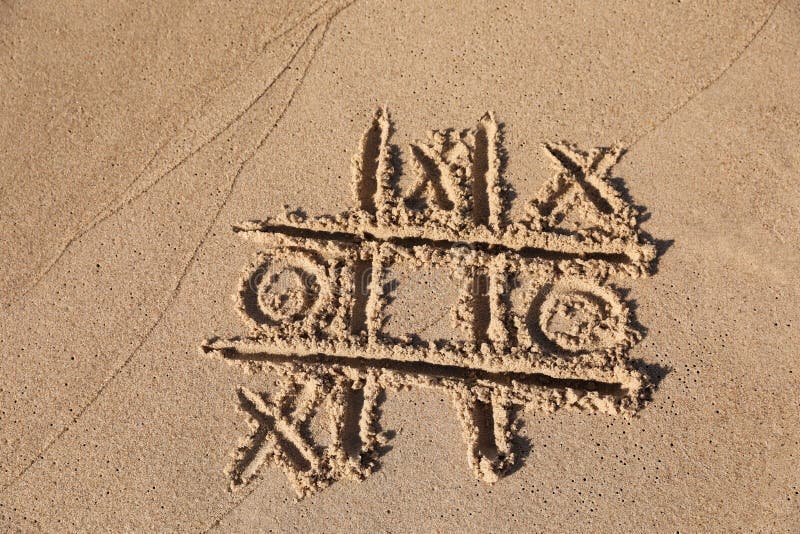 Tic Tac Toe Game Drawn on Sandy Beach Stock Image - Image of shape ...