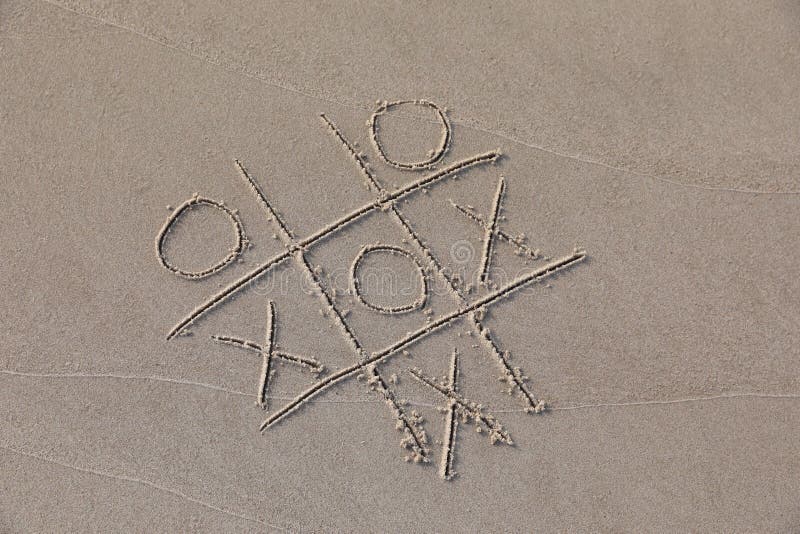 Tic Tac Toe Game Drawn on Sandy Beach, Above View Stock Image - Image ...