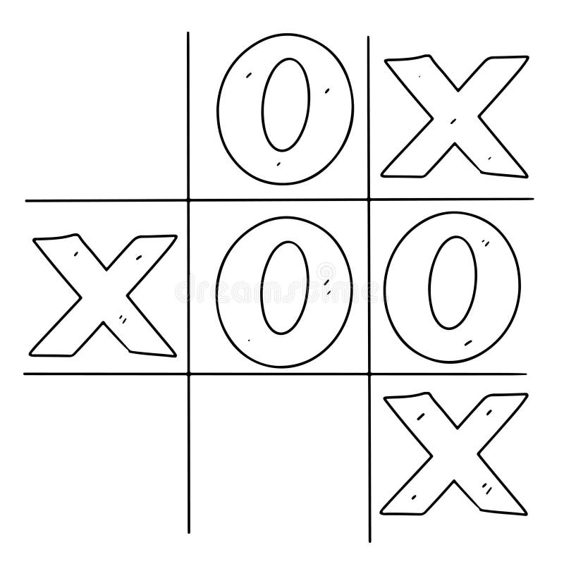 Tic-tac-toe Game in Hand Drawn Doodle Style. Vector Illustration ...