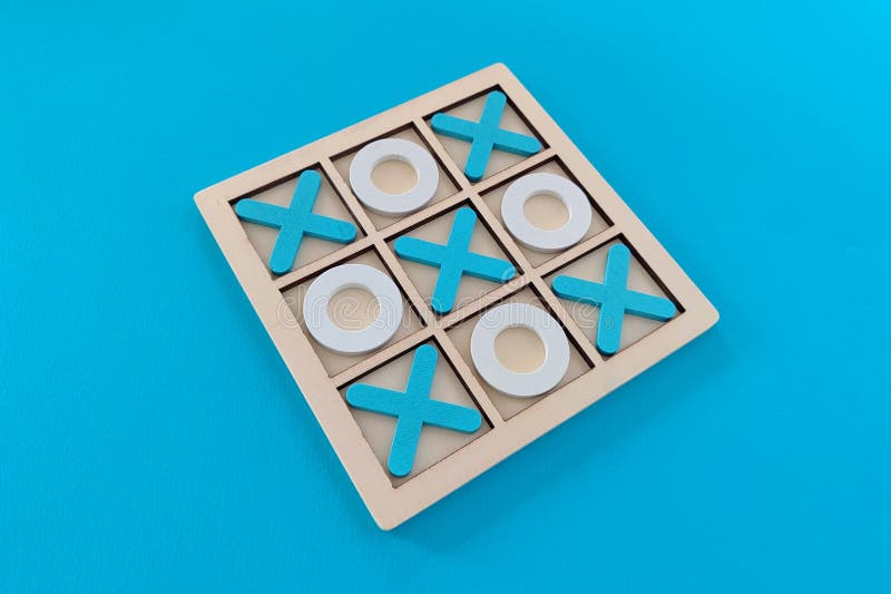Tic Tac Toe Game Set on Blue Background Stock Photo - Image of concepts ...
