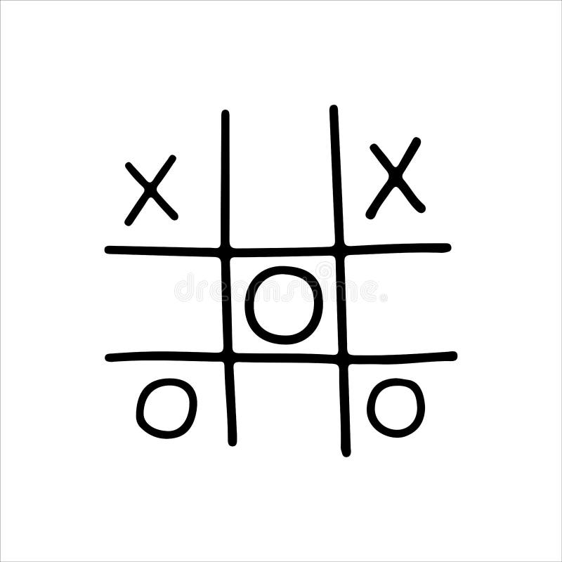 Tic Tac Toe Game Symbol. Hand Drawn Icon Vector in Doodle Style Isolated on White Background ...