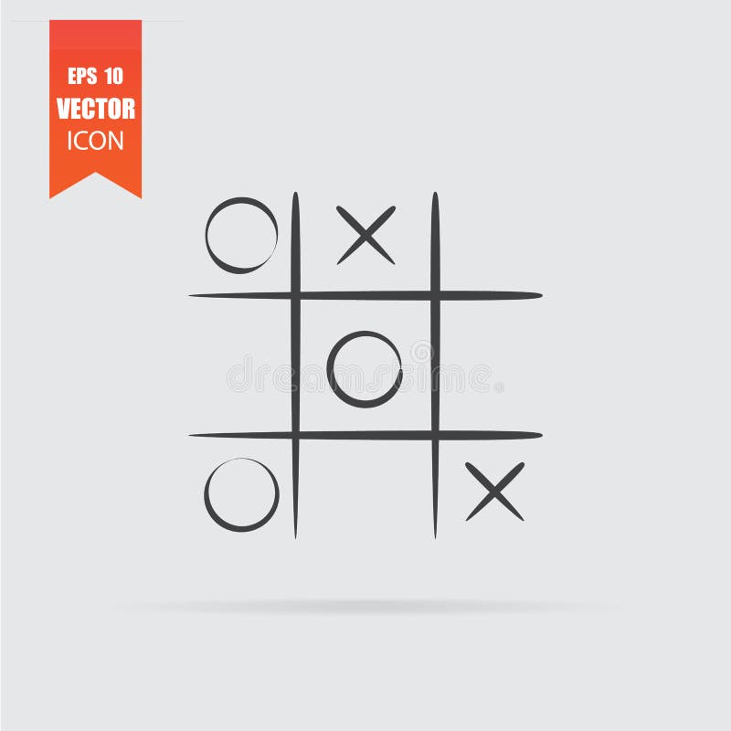 Tic Tac Toe Icon in Flat Style Isolated on Grey Background Stock Vector ...