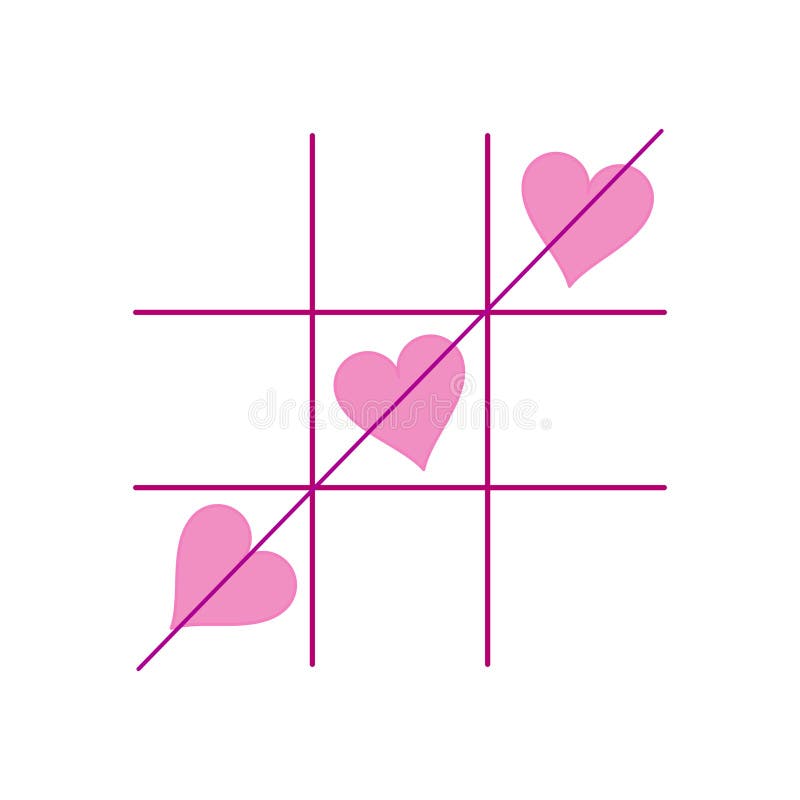 Tic Tac Toe. Love Heart Symbols. Romantic Game Design. Pink Grid ...