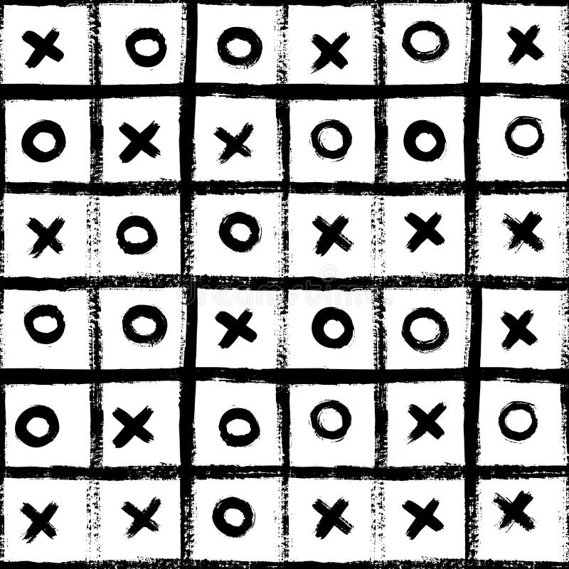 Tic Tac Toe Seamless Pattern. Abstract Grunge Texture Hand Drawn With A ...