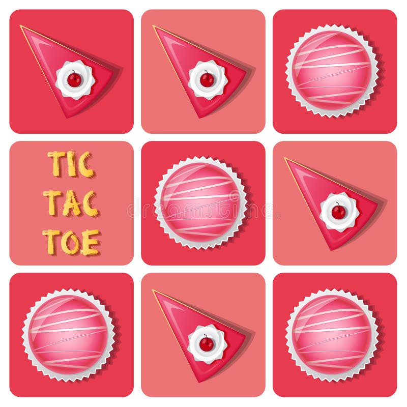 Tic-Tac-Toe of Strawberry Cake Ball and Cake Stock Vector ...