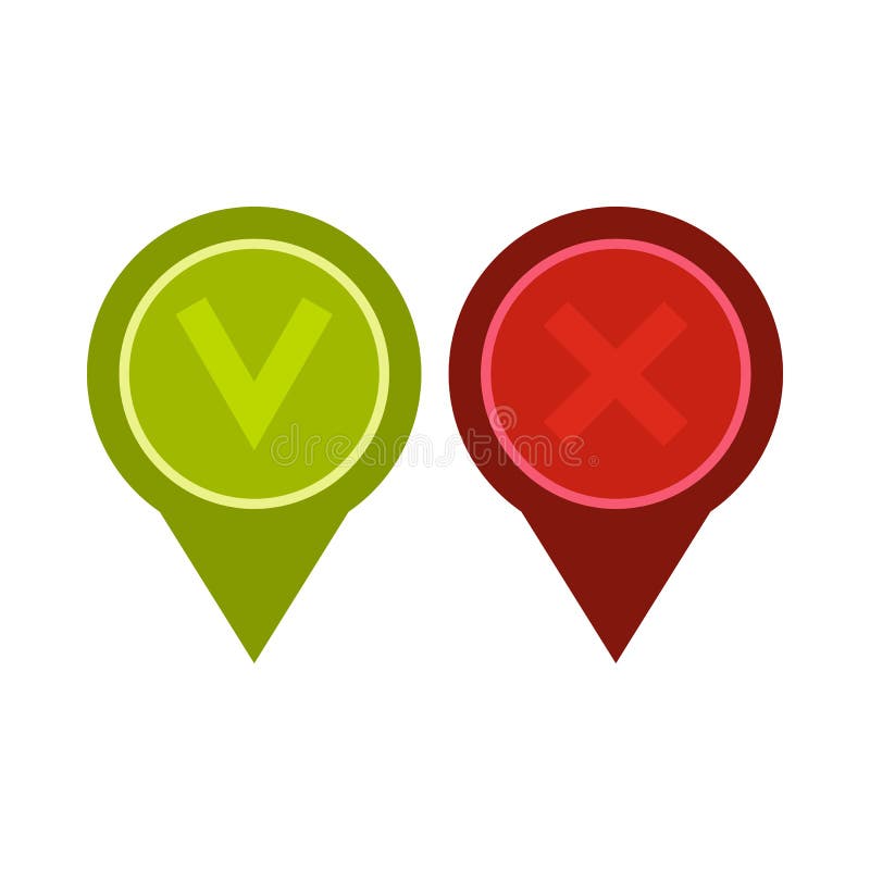 Tick Affirmative and Negative Icon, Flat Style Stock Vector ...