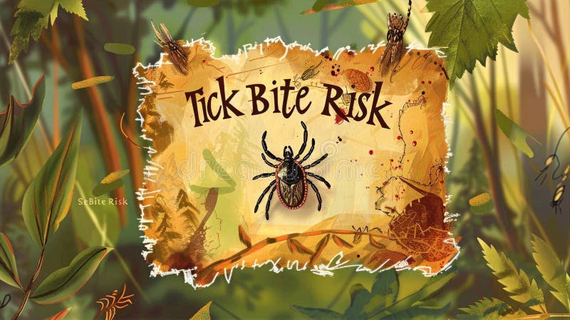 Tick Bite Risk Warning Sign in a Forest Setting with a Spider ...