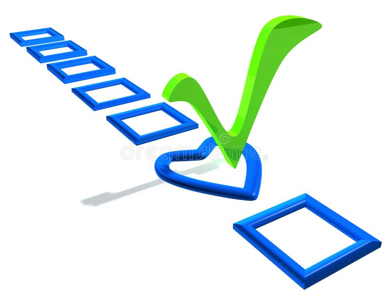 Tick in a Box in Form of Heart for Favorite Acti Stock Illustration ...