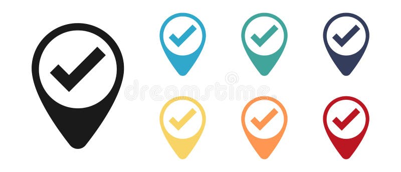 Tick, Check, Mark, Concept Vector Icon Set, Label on the Map. Set of ...