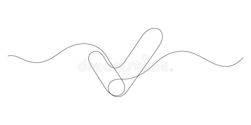 Tick, Check Mark Continuous One Line Drawing. Approved and Verification ...