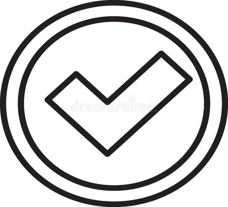 Tick Circle Icon Black and White Graphics Stock Illustration ...