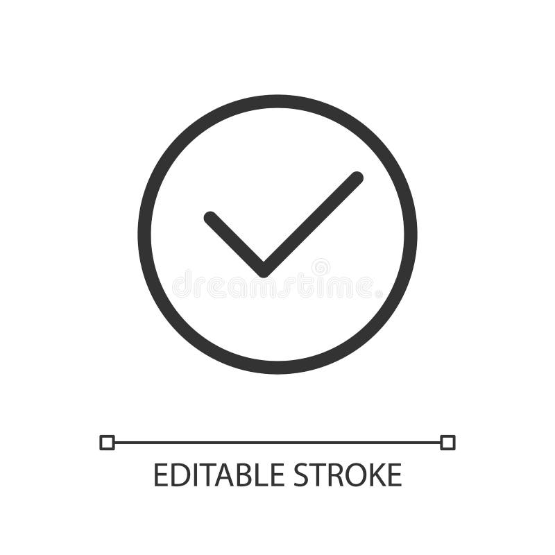 Tick in Circle Pixel Perfect Linear Ui Icon Stock Vector - Illustration ...