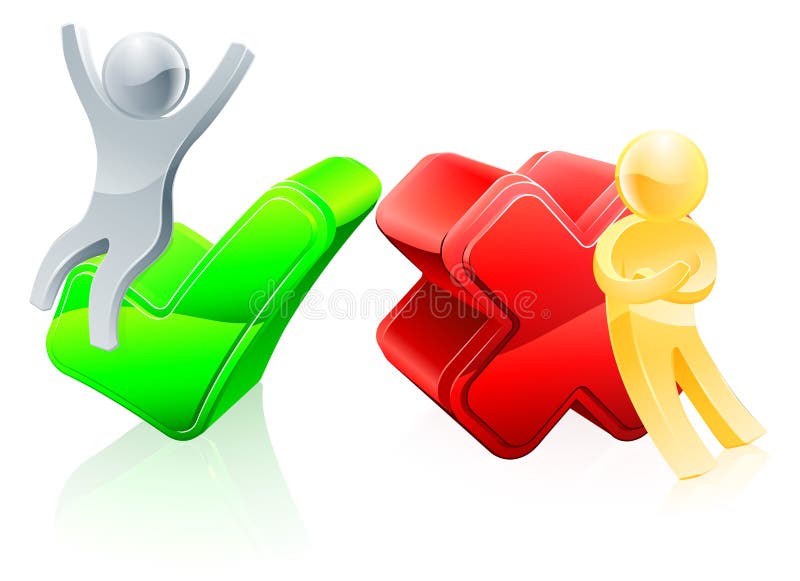 Cross and Tick Cartoon Characters Stock Vector - Illustration of emoji ...