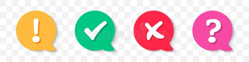 Tick, Cross, Question Mark, Exclamation Point Icons in Speech Bubble ...