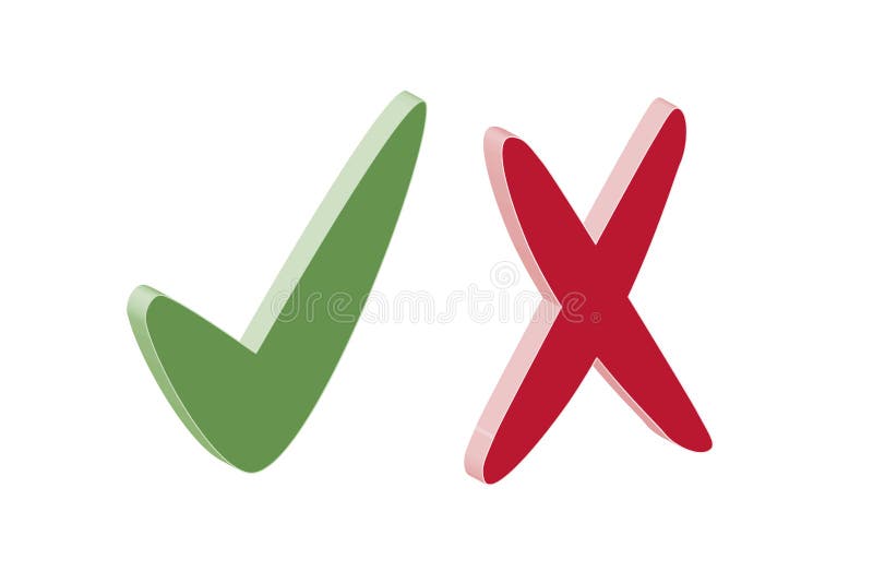 3d Tick Cross Signs Stock Illustrations – 137 3d Tick Cross Signs Stock ...