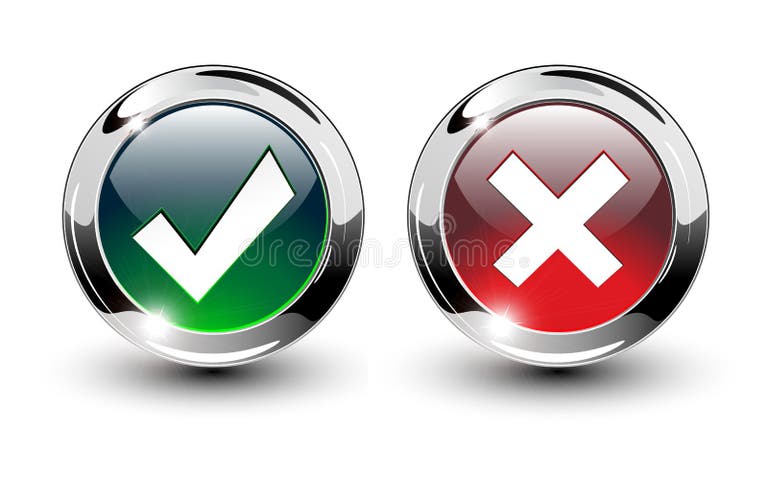 Tick & Cross Sign Buttons. Stock Vector - Illustration of vote, cancel ...