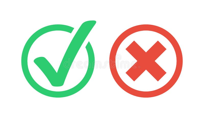 Tick and Cross Signs. Green Checkmark OK and Red X Icons. Flat Color ... Tick and Cross Signs. Green Checkmark OK and Red X Icons. Flat Color ...