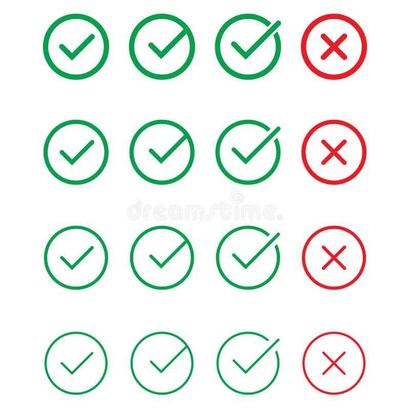 Tick and Cross Signs. Green Checkmark and Red X Icons, Isolated on ... Tick and Cross Signs. Green Checkmark and Red X Icons, Isolated on ...